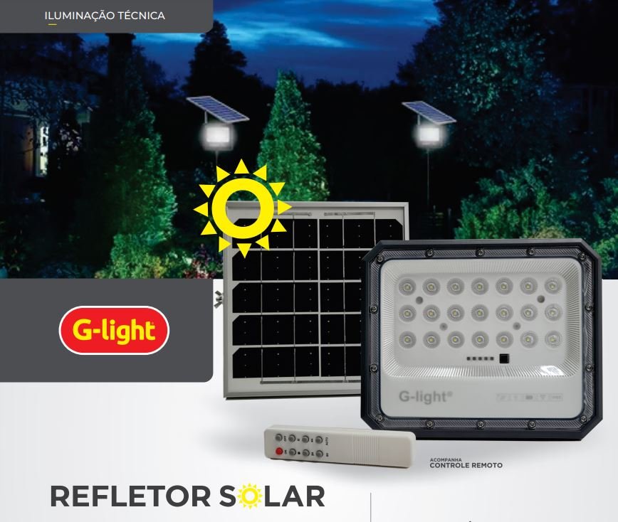 REFLETOR SOLAR LED 4500LM 6500K DC 3.2V C/ PAINEL SOLAR E CONTROLE REMOTO